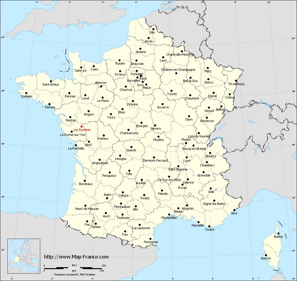 ROAD MAP LES EPESSES : maps of Les Epesses 85590