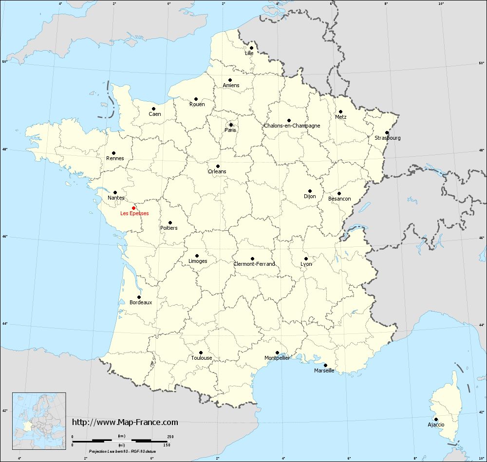 ROAD MAP LES EPESSES : maps of Les Epesses 85590